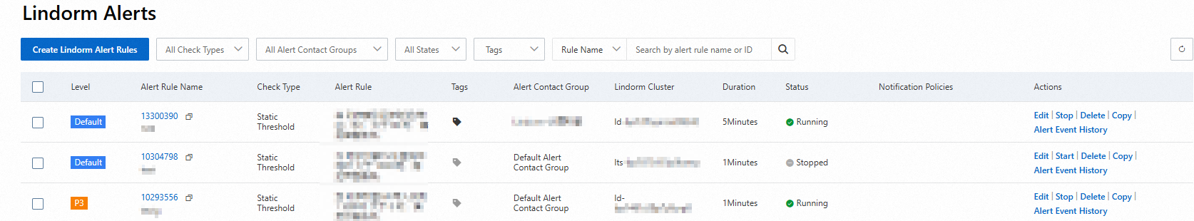 Create an alert rule in the Lindorm console and the CloudMonitor console - Lindorm - Alibaba ...