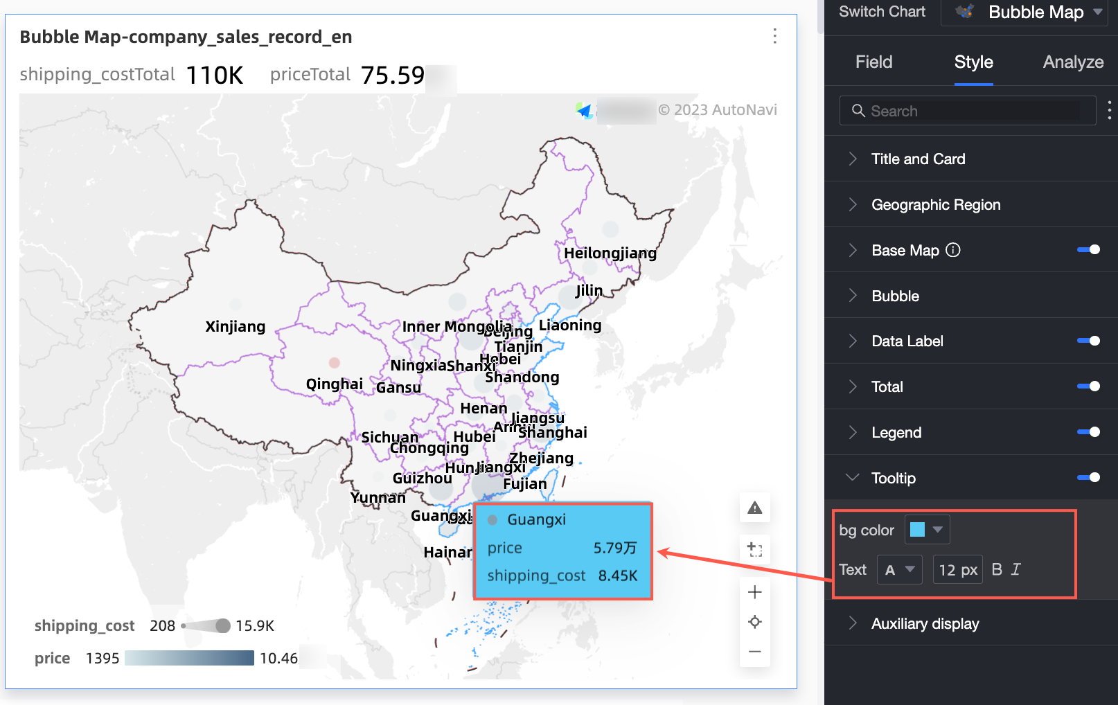 Bubble Map - Quick BI - Alibaba Cloud Documentation Center