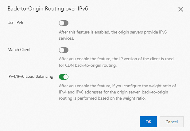 Configure back-to-origin routing over IPv6 - ApsaraVideo VOD - Alibaba Cloud Documentation Center