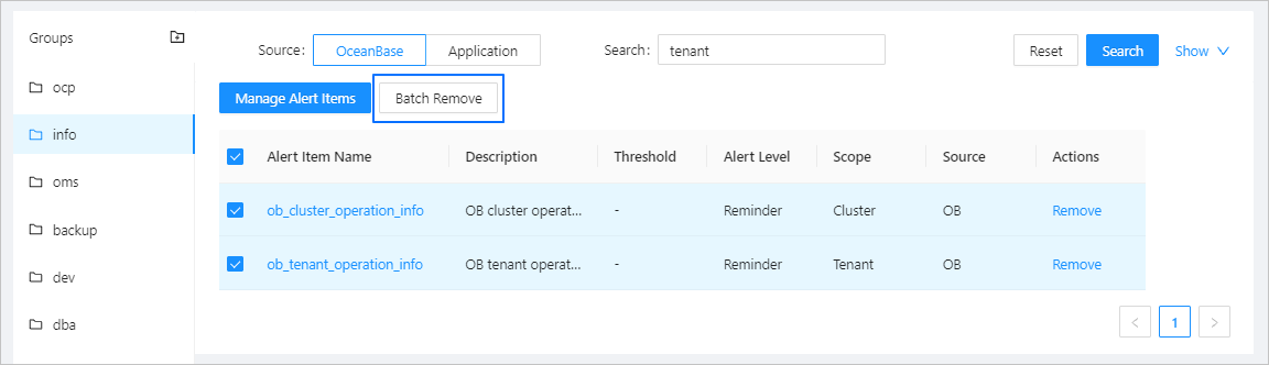 Alert groups -OceanBase Cloud Platform-OceanBase Documentation