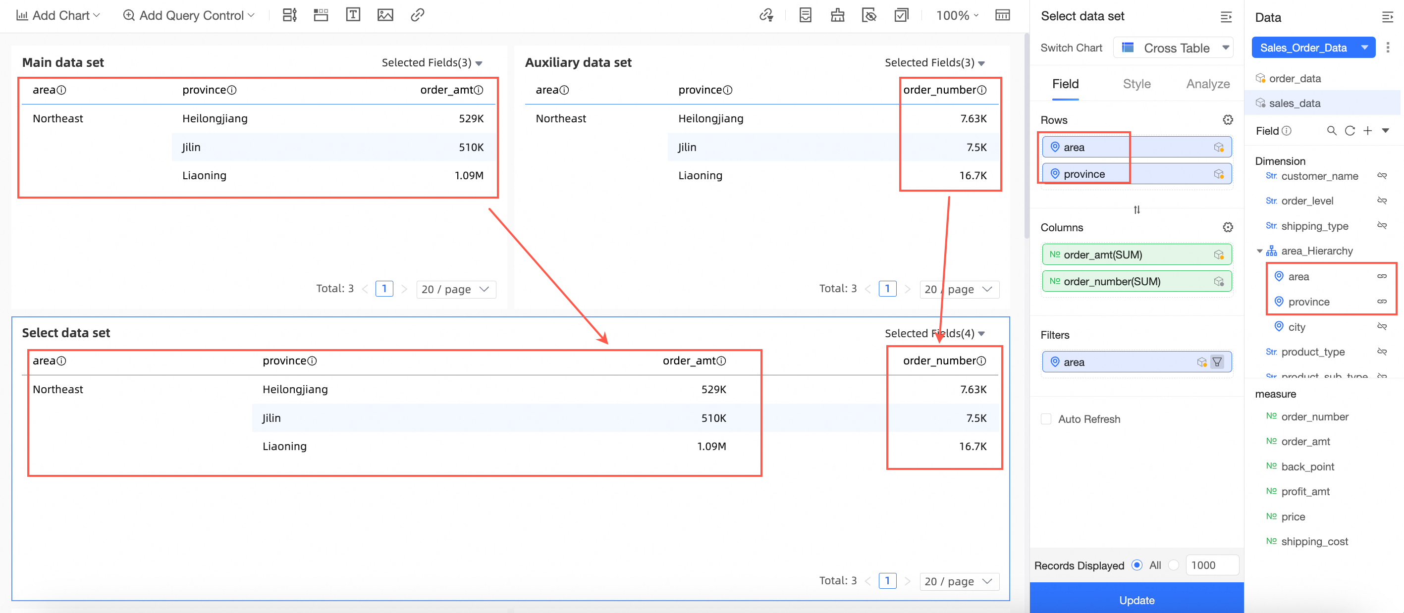 Dataset combinations - Quick BI - Alibaba Cloud Documentation Center
