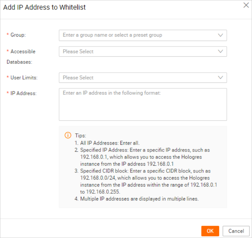 Configure An IP Address Whitelist Hologres Alibaba 