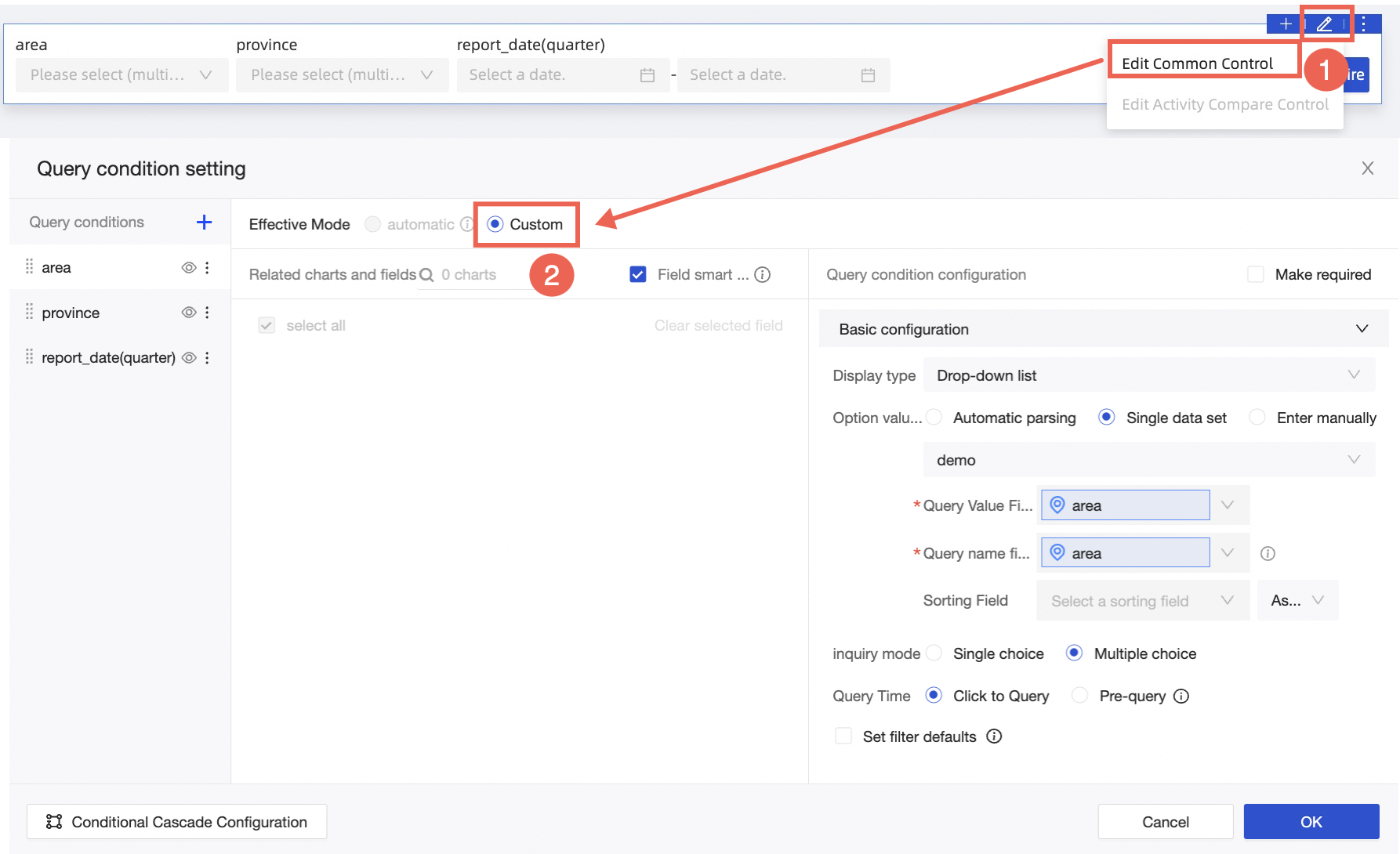 Create a filter bar - Quick BI - Alibaba Cloud Documentation Center