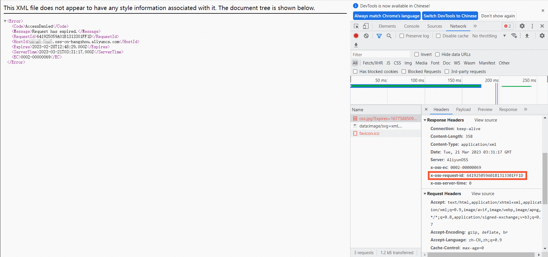Obtain request IDs - Object Storage Service - Alibaba Cloud Documentation Center