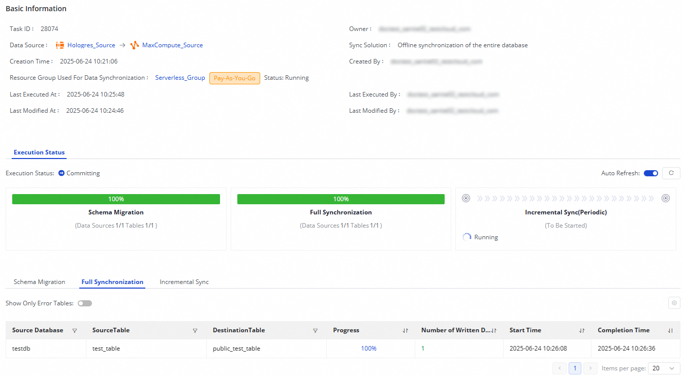Offline synchronization of the entire Hologres database to MaxCompute - DataWorks - Alibaba ...