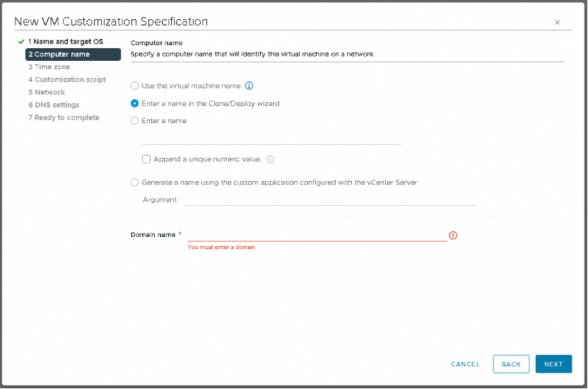 Create VM customization specifications - - Alibaba Cloud Documentation Center