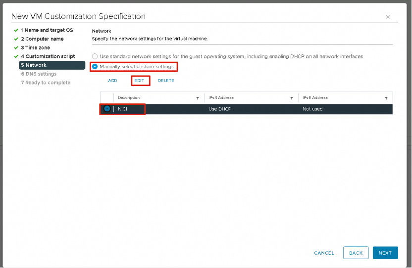 Create VM customization specifications - - Alibaba Cloud Documentation Center