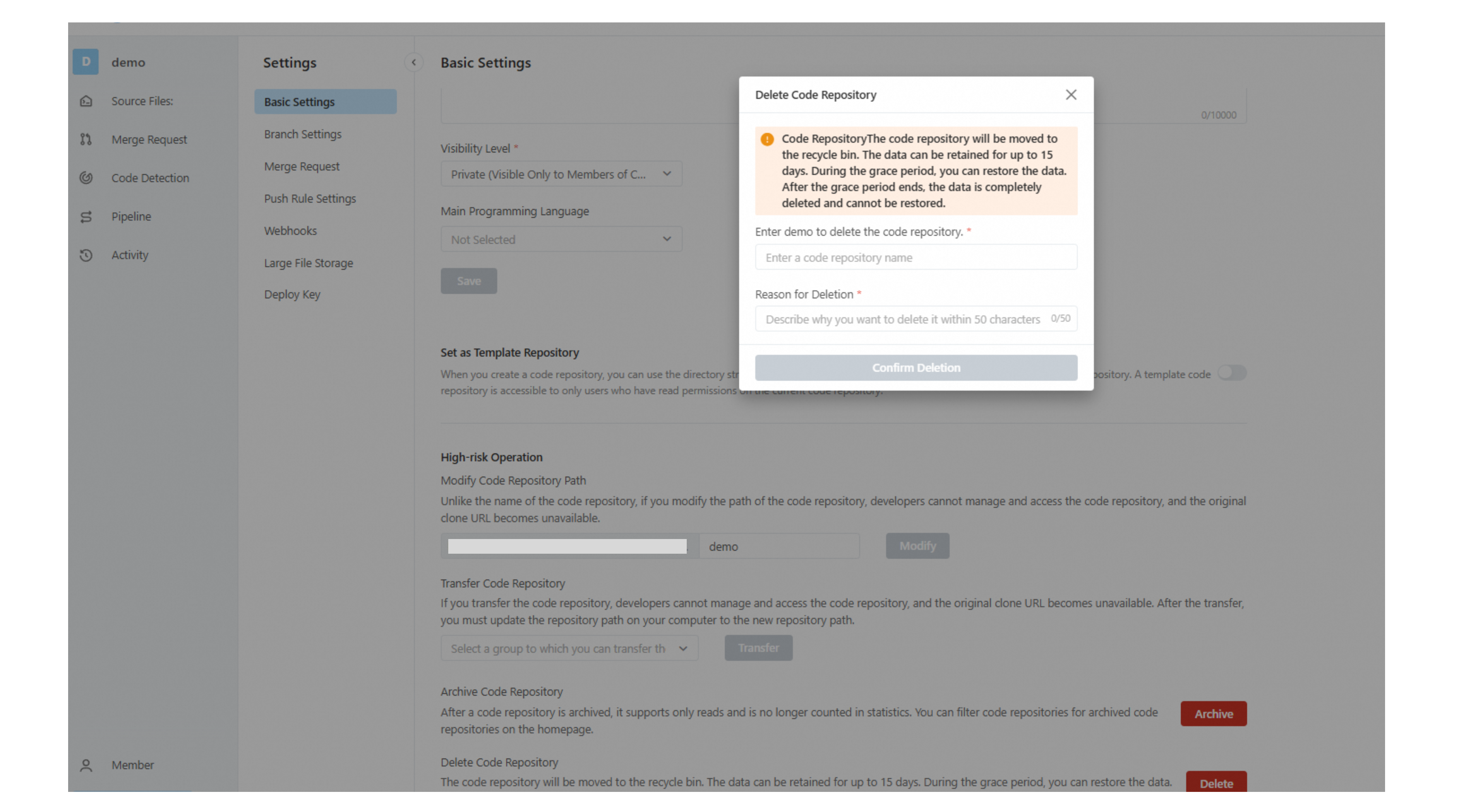 How to use the code recycle bin feature - Apsara Devops - Alibaba Cloud ...
