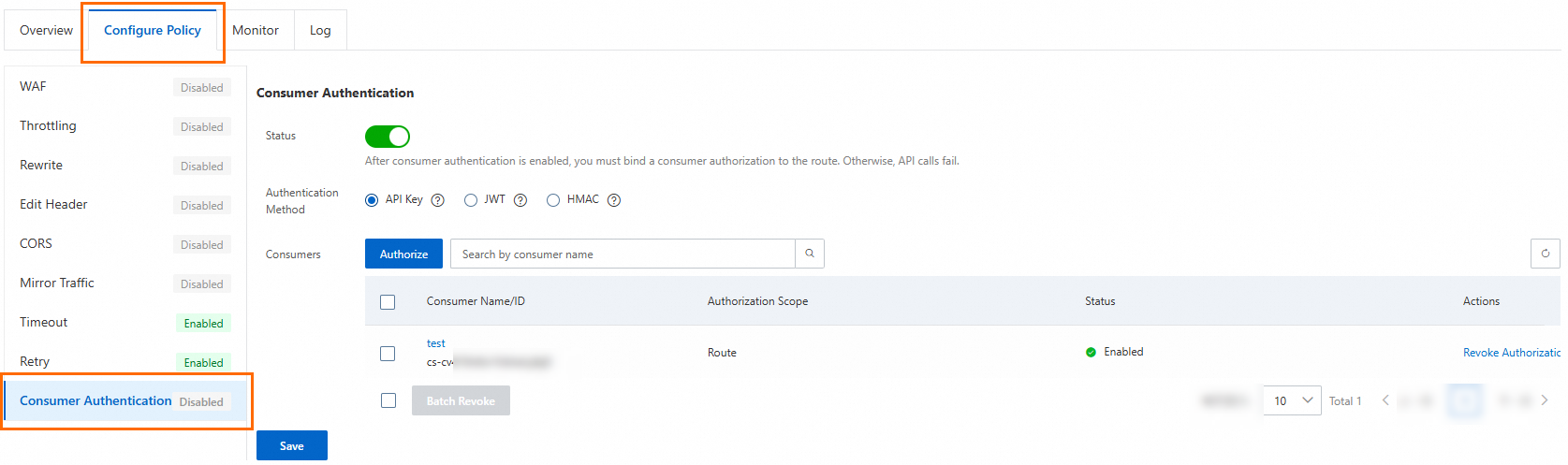Configure consumer authentication - API Gateway - Alibaba Cloud Documentation Center