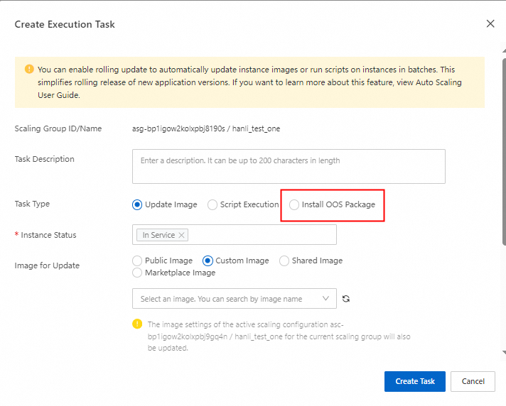 Use a software package in OOS to perform a rolling update on ECS ...