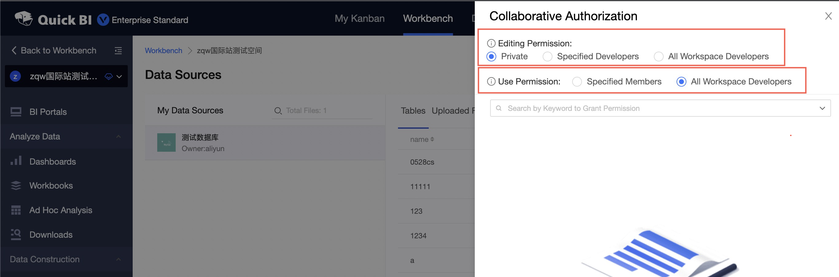 Configure collaborative authorization - Quick BI - Alibaba Cloud ...