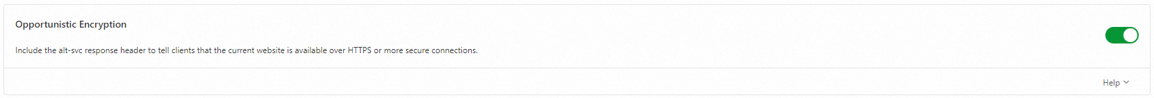 Configure opportunistic encryption - Edge Security Acceleration - Alibaba Cloud Documentation Center
