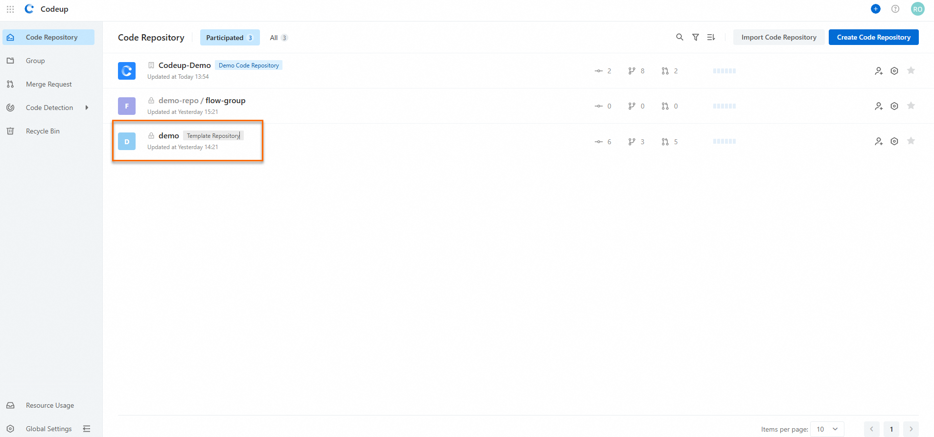How to use the repository template feature - Apsara Devops - Alibaba Cloud Documentation Center