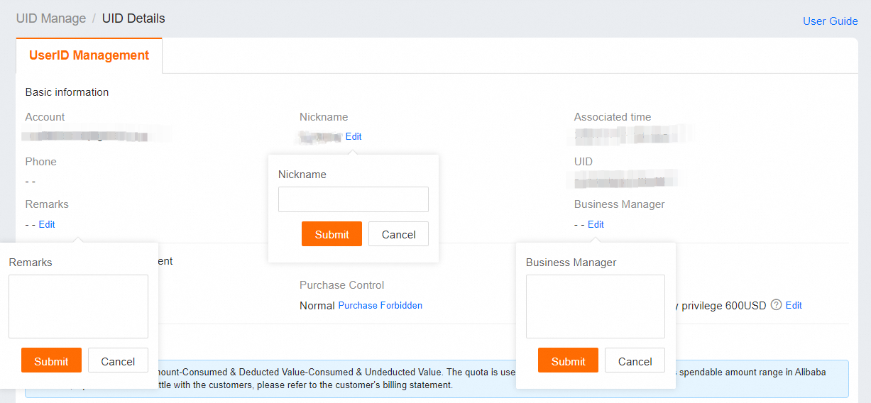 UID Management - Channel Platform - Alibaba Cloud Documentation Center