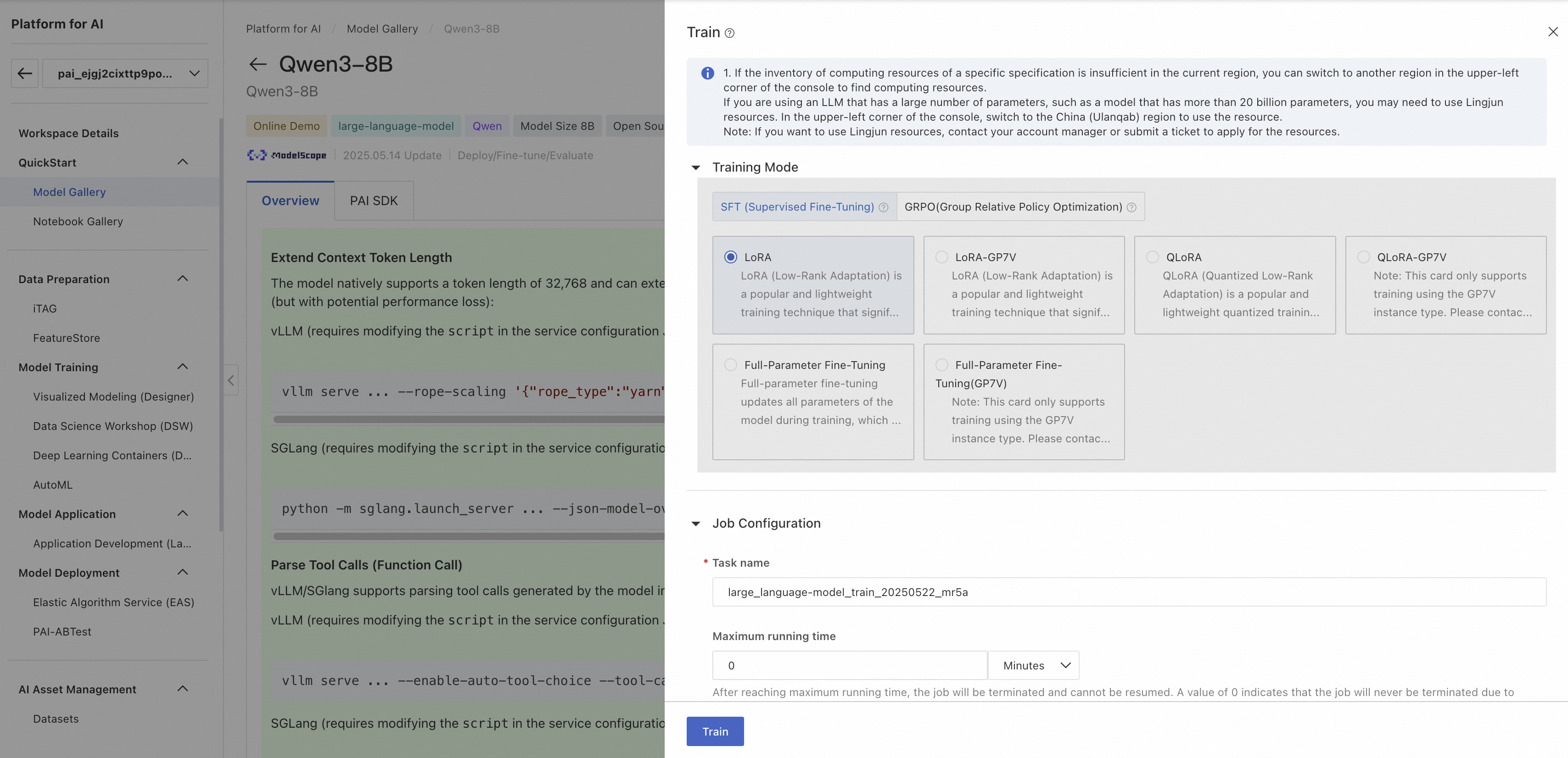 Quickstart: Deploy, fine-tune, and evaluate Qwen3 series models - Platform For AI - Alibaba ...