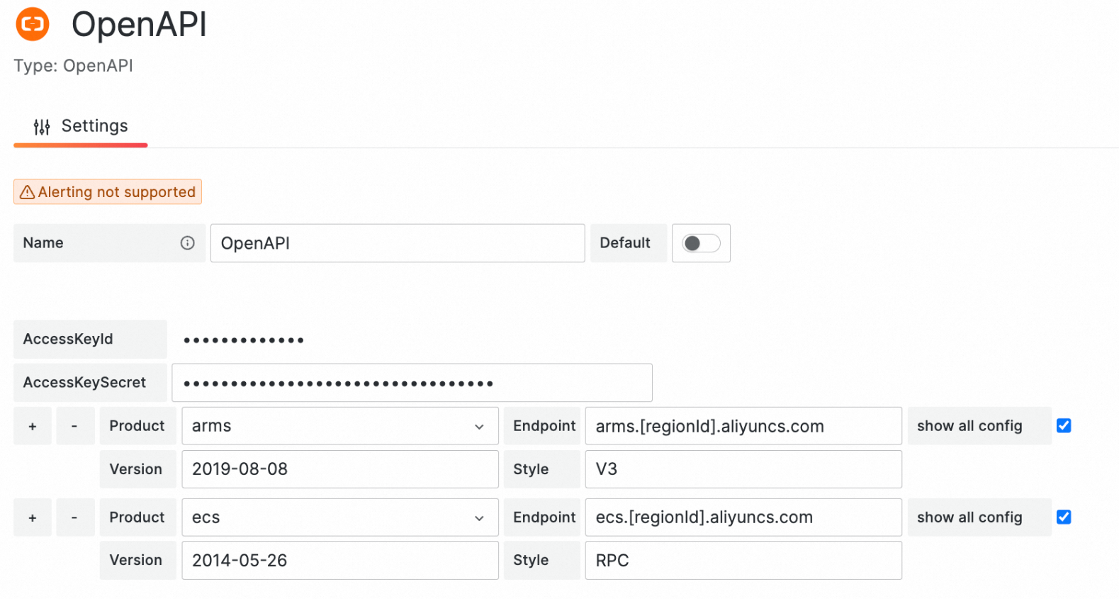 Add And Use An Alibaba Cloud Api Data Source Application Real Time Monitoring Service