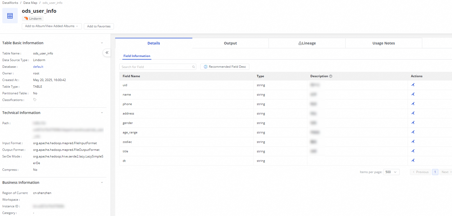 View Lindorm table data lineage, Lindorm table - DataWorks - Alibaba Cloud Documentation Center
