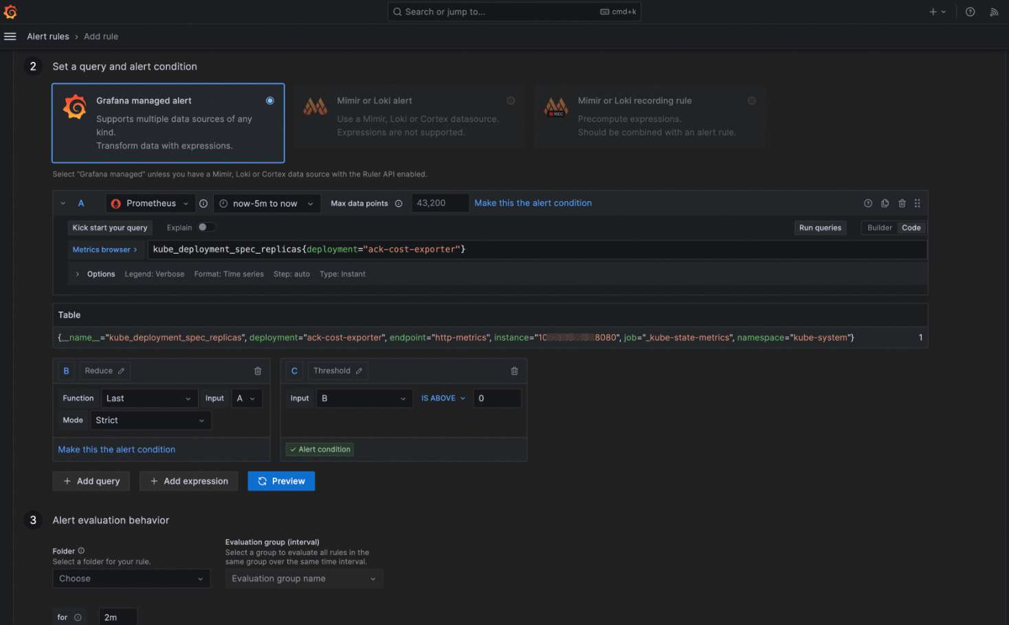 Create an alert rule in Grafana 10.0.x and push it to Alert Management ...