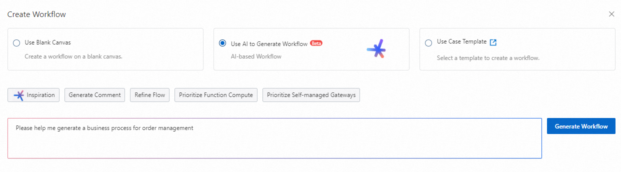 Create a workflow by using an AI-based workflow framework - CloudFlow - Alibaba Cloud ...