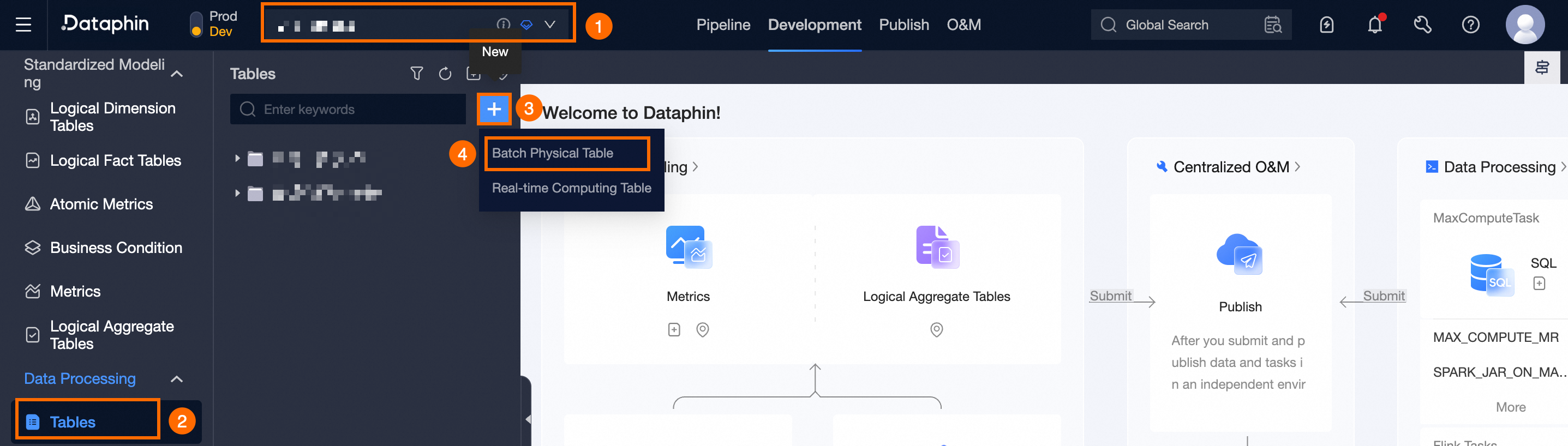 How to create a new offline physical table - Dataphin - Alibaba Cloud Documentation Center