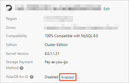 Enable the PolarDB for AI feature - PolarDB - Alibaba Cloud Documentation Center