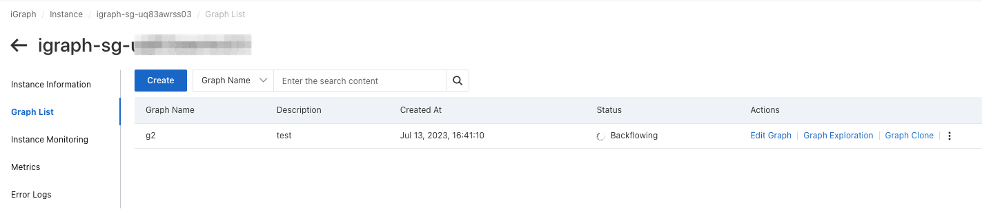 Graph list - Graph Compute - Alibaba Cloud Documentation Center