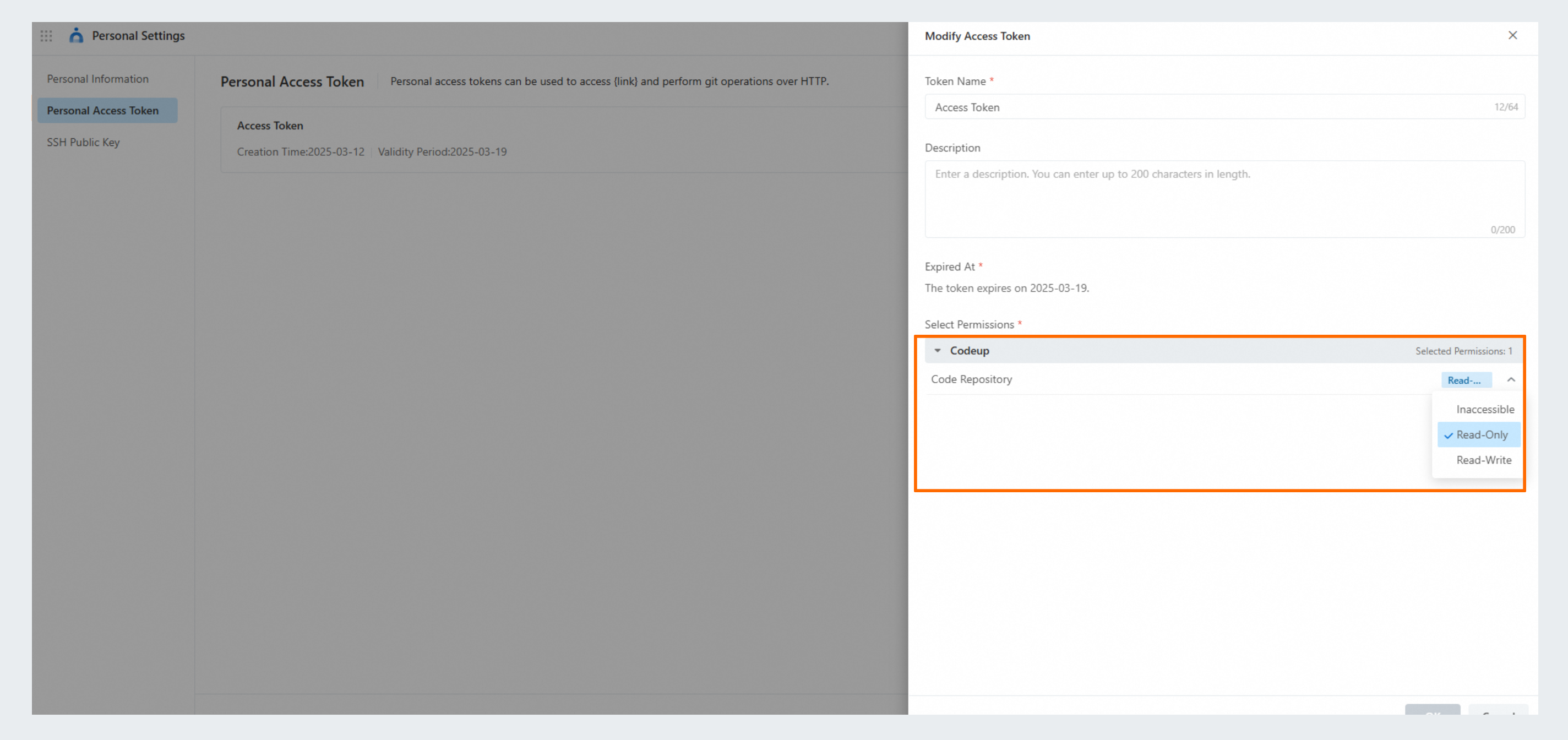 How to create a personal access token to access OpenAPI - Apsara Devops ...