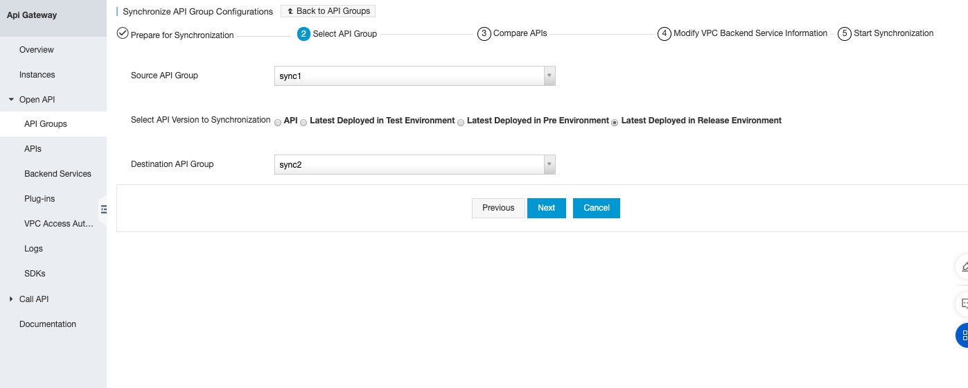Synchronize An Api Group Api Gateway Alibaba Cloud Documentation Center