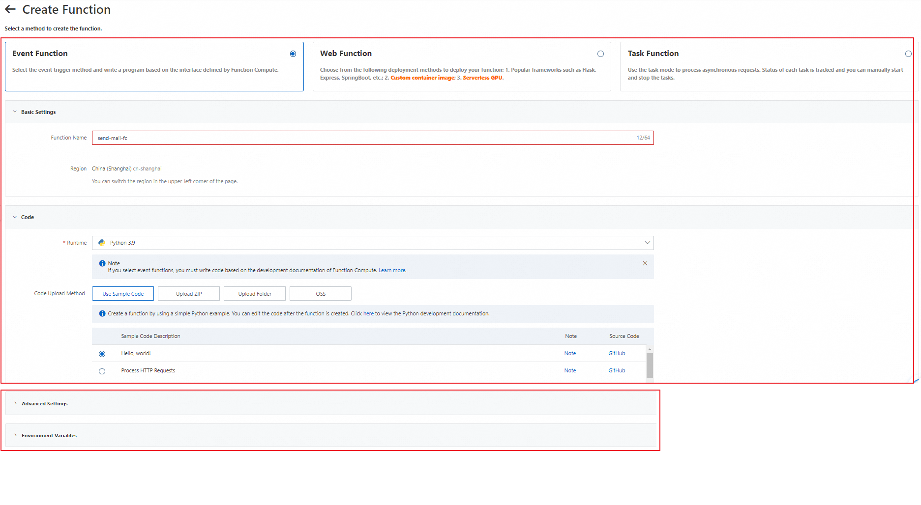 Call a function created in Function Compute to send emails - DataWorks - Alibaba Cloud ...