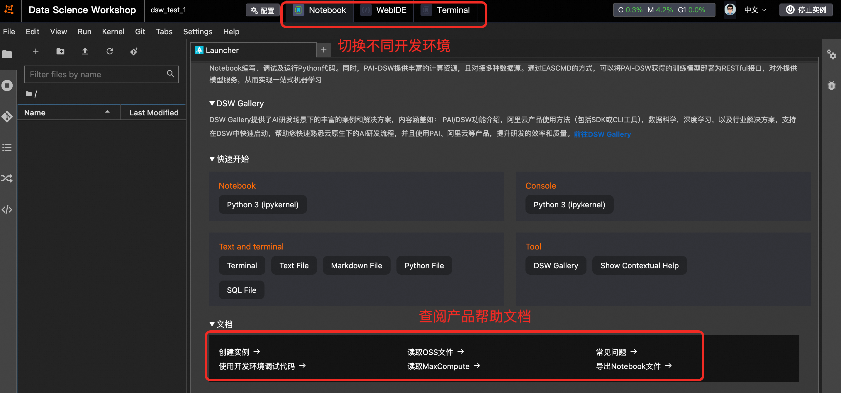 Data Science Workshop (DSW) Quick Start - Platform For AI - Alibaba Cloud Documentation Center