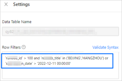 Use SQL conditions to filter data - - Alibaba Cloud Documentation Center