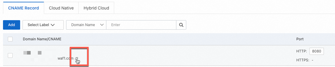 Enable WAF protection for an accelerated domain name added to Alibaba ...