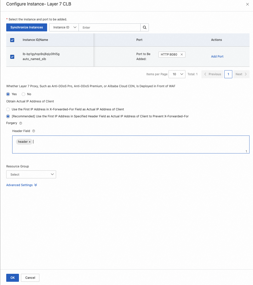 Enable WAF protection for an accelerated domain name added to Alibaba Cloud CDN - Web ...