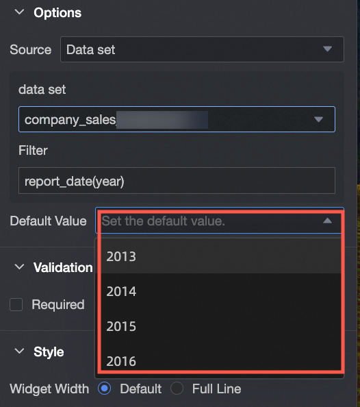 How to use the drop-down multi-select widget - Quick BI - Alibaba Cloud Documentation Center
