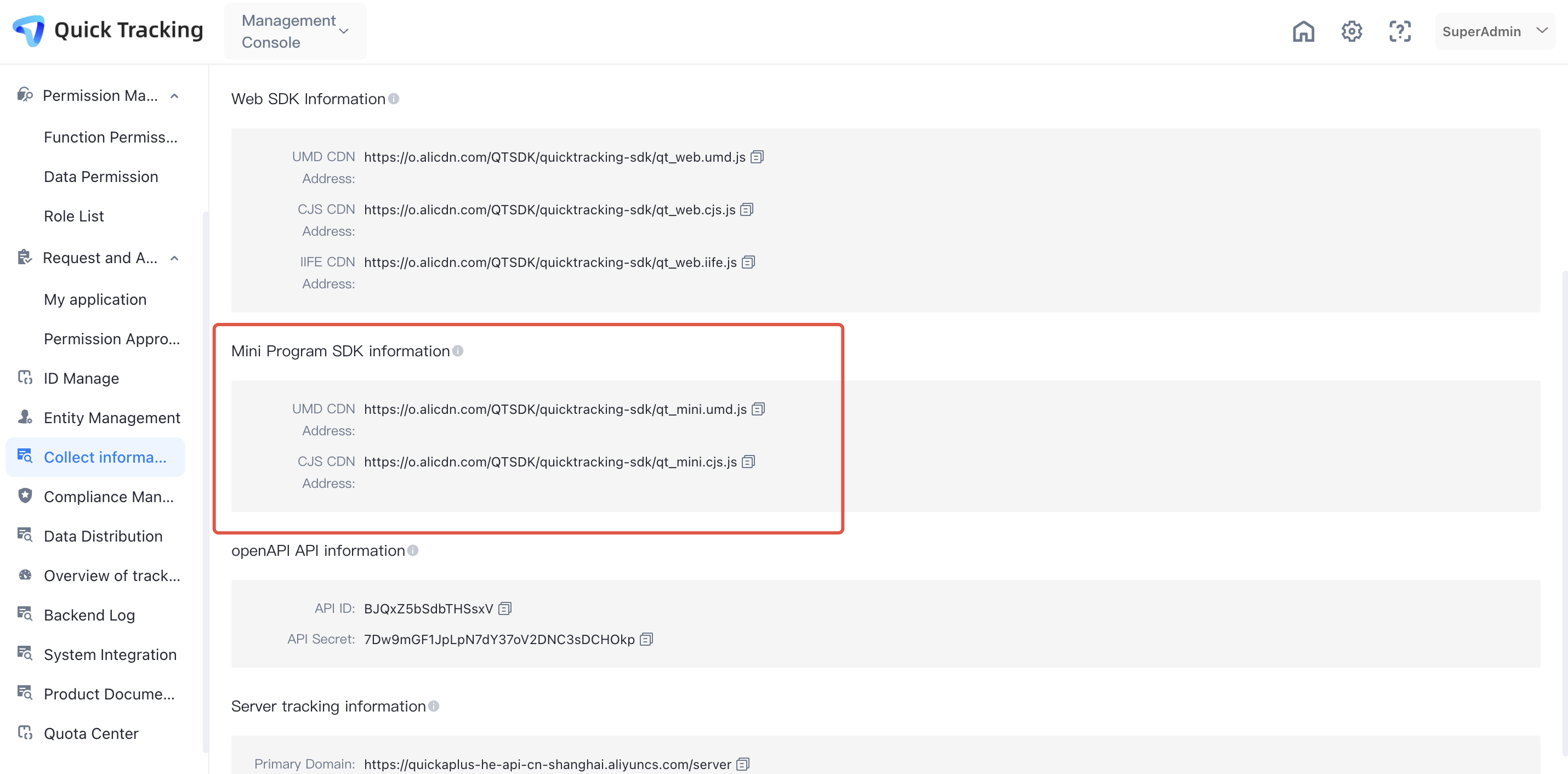 Quick Application SDK - Quick Tracking - Alibaba Cloud Documentation Center