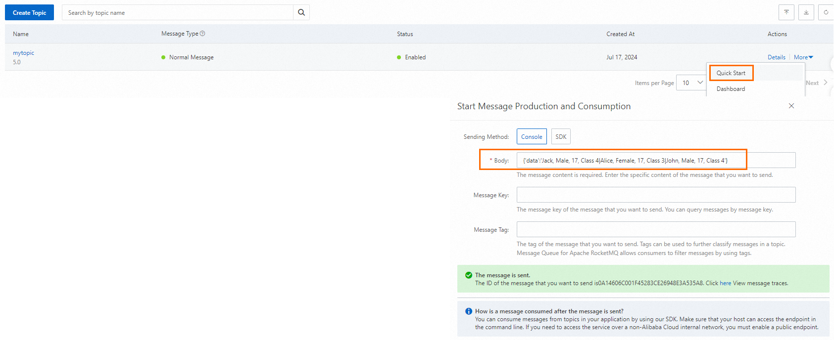 Use Function Compute to perform message cleansing for message services - Function Compute ...