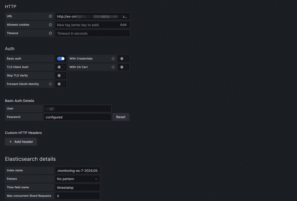 Add And Use An Elasticsearch Data Source Application Real Time Monitoring Service Alibaba