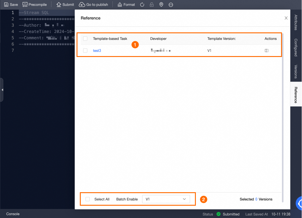 View and manage real-time template references - Dataphin - Alibaba Cloud Documentation Center