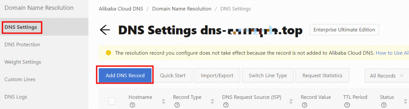 Custom lines - Alibaba Cloud DNS - Alibaba Cloud Documentation Center