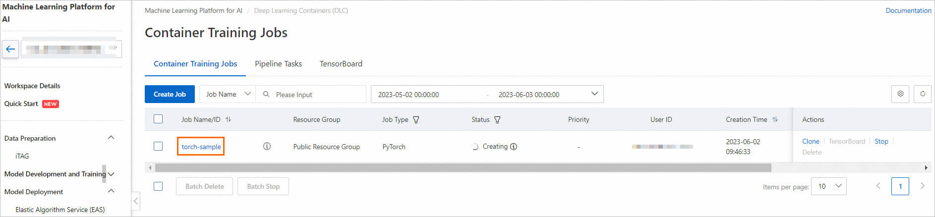 Submit a standalone training job that uses PyTorch - Machine Learning Platform for AI - Alibaba ...