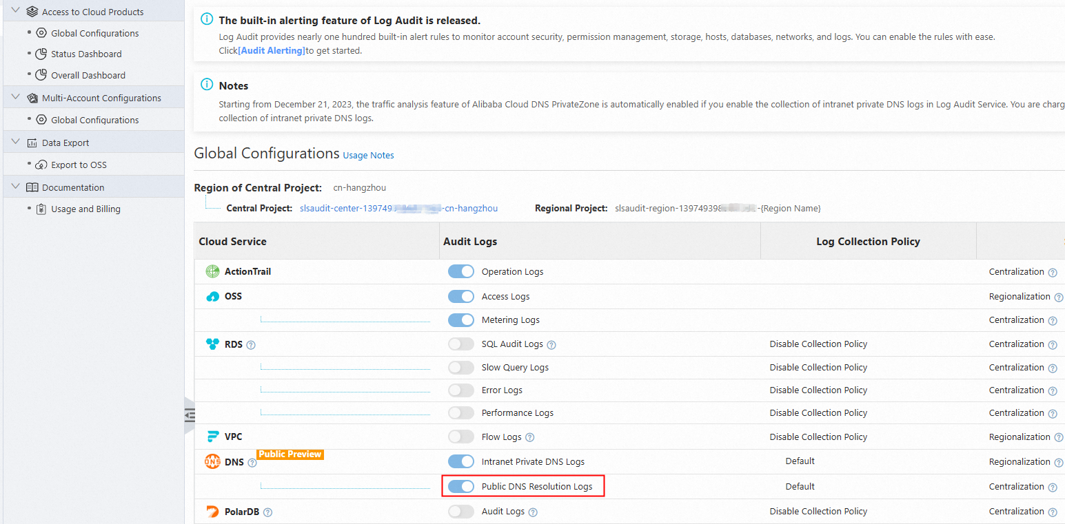Transfer public authoritative DNS logs to simple log service_Public authoritative DNS - Alibaba ...