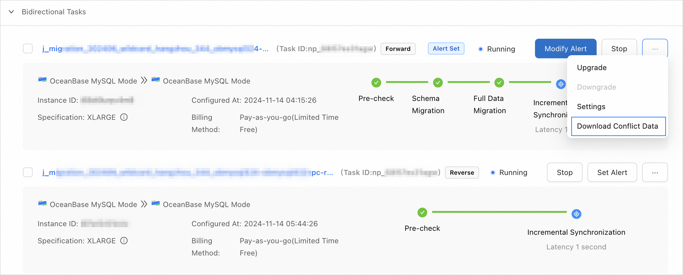 Download conflicting data - ApsaraDB for OceanBase - Alibaba Cloud Documentation Center