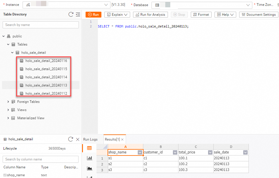 Perform operations on multiple child partitioned tables by using a for-each node in DataWorks ...