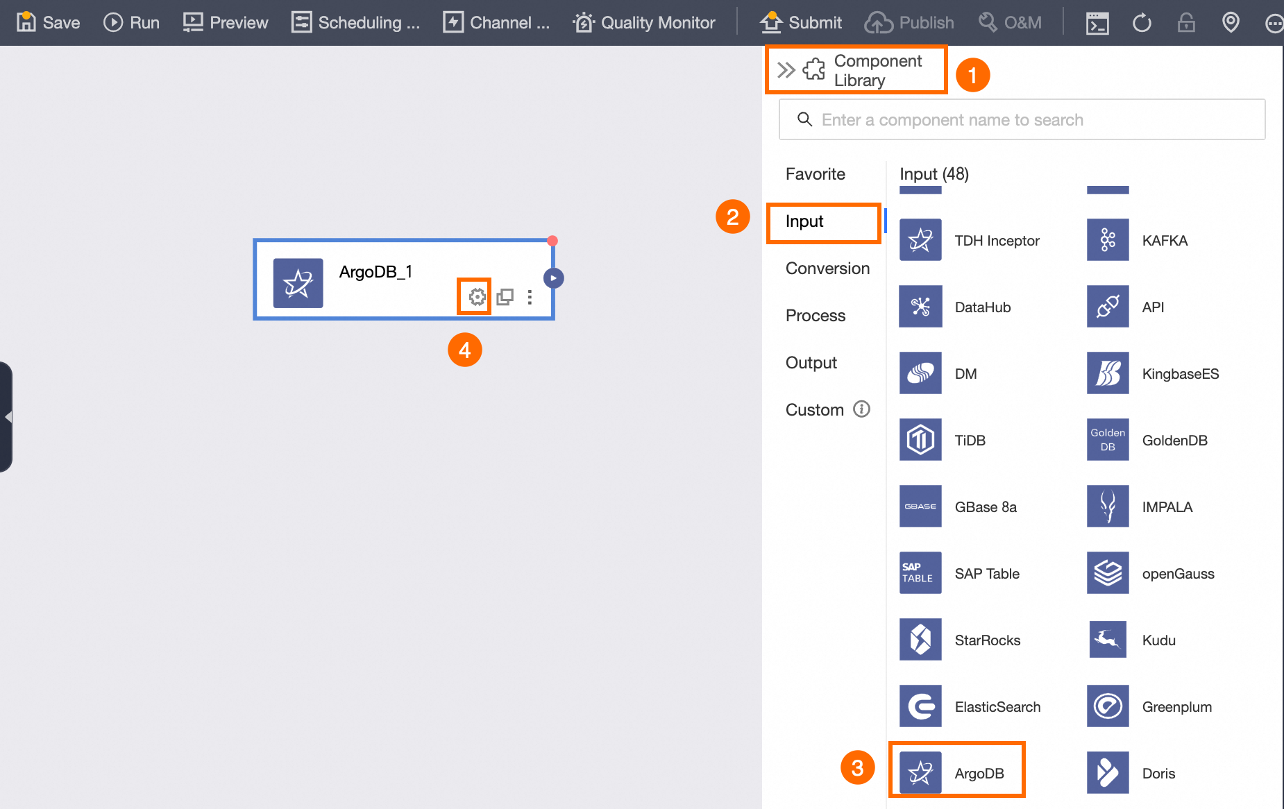 Configure ArgoDB input widget - Dataphin - Alibaba Cloud Documentation Center