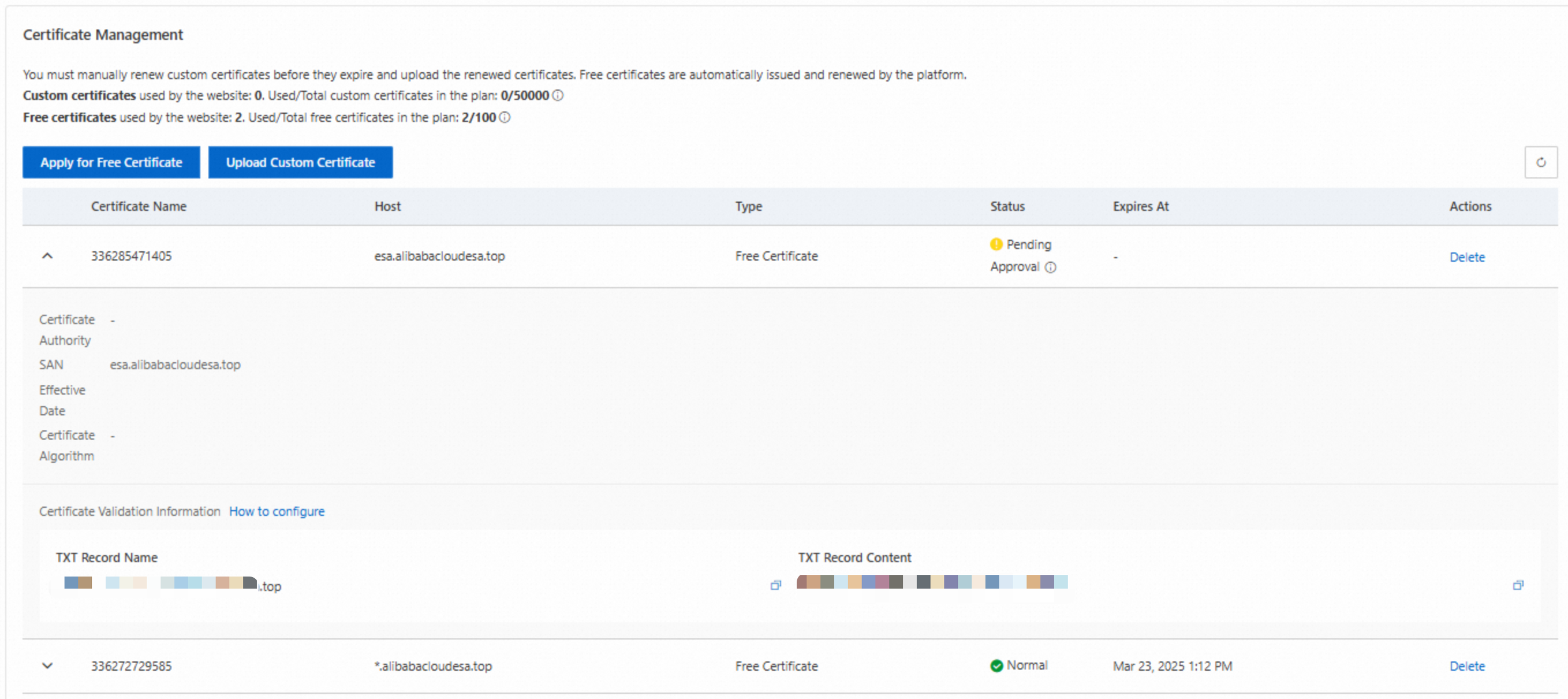 Domain Control Validation For Certificate Applications Edge Security Acceleration Alibaba