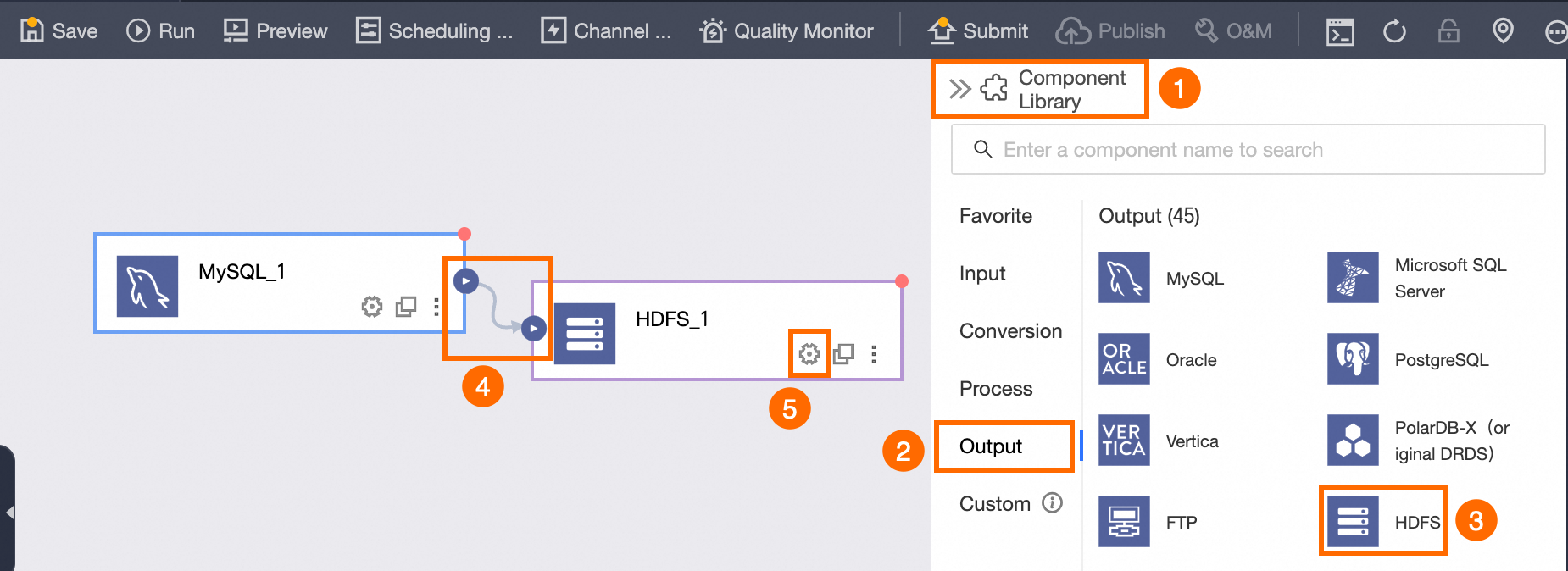Configure the HDFS output component - Dataphin - Alibaba Cloud Documentation Center