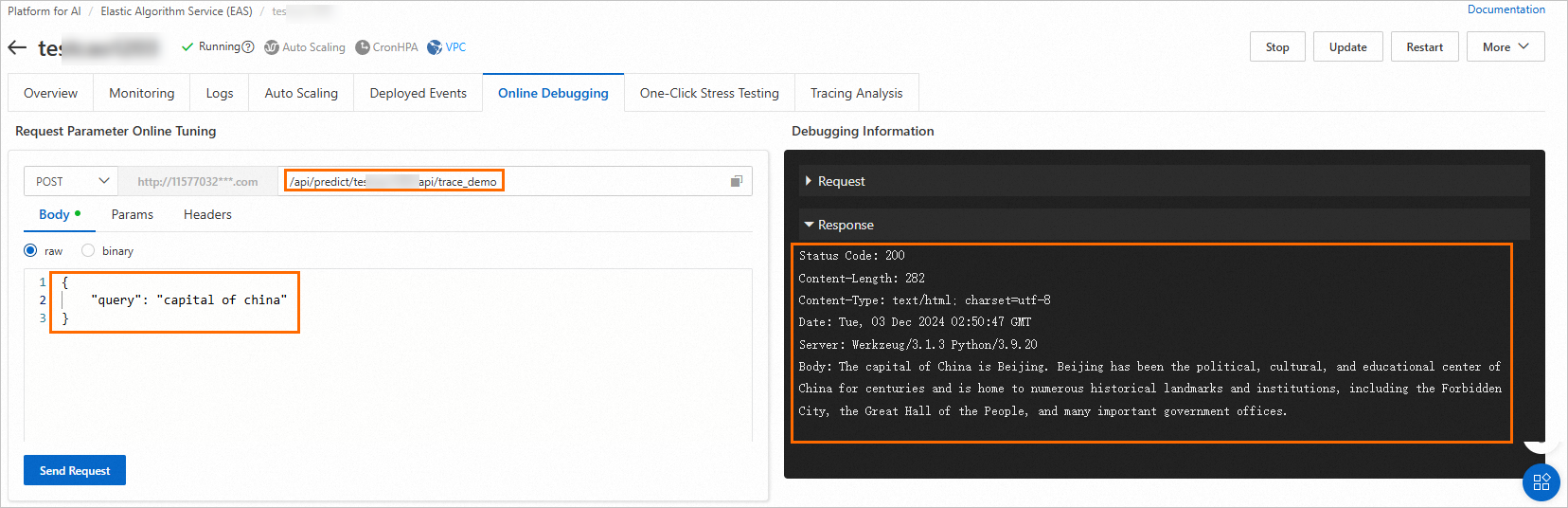 Enable the tracing analysis feature during service deployment - Platform For AI - Alibaba Cloud ...