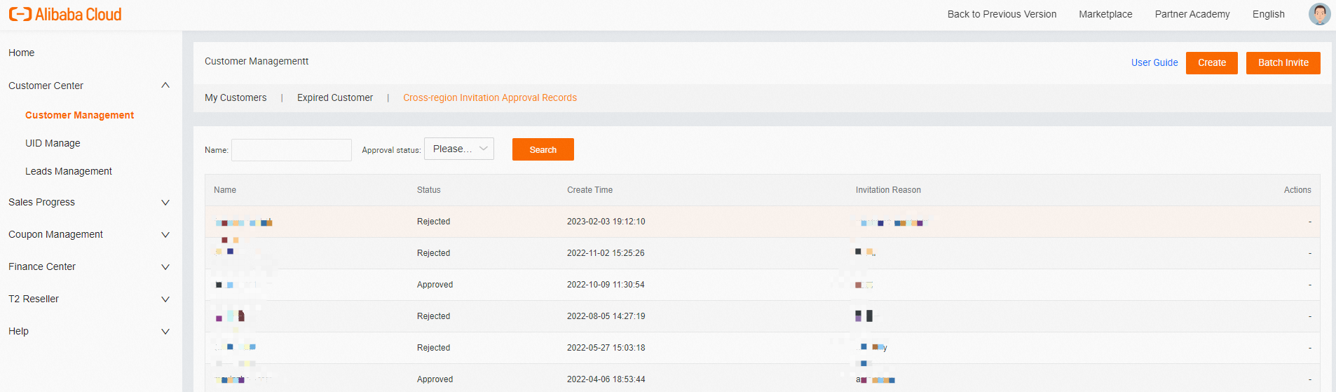 Customer Management - Channel Platform - Alibaba Cloud Documentation Center