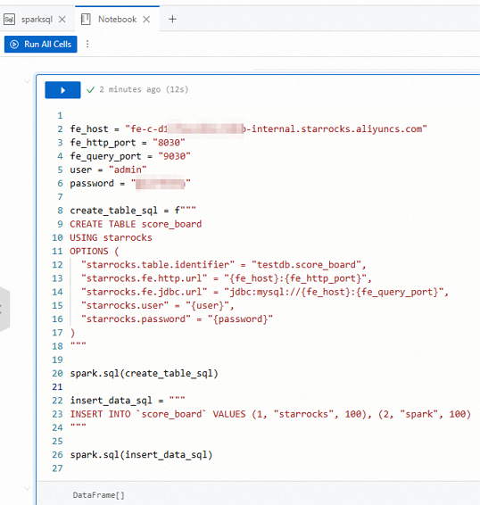 Read data from and write data to EMR Serverless StarRocks - E-MapReduce - Alibaba Cloud ...