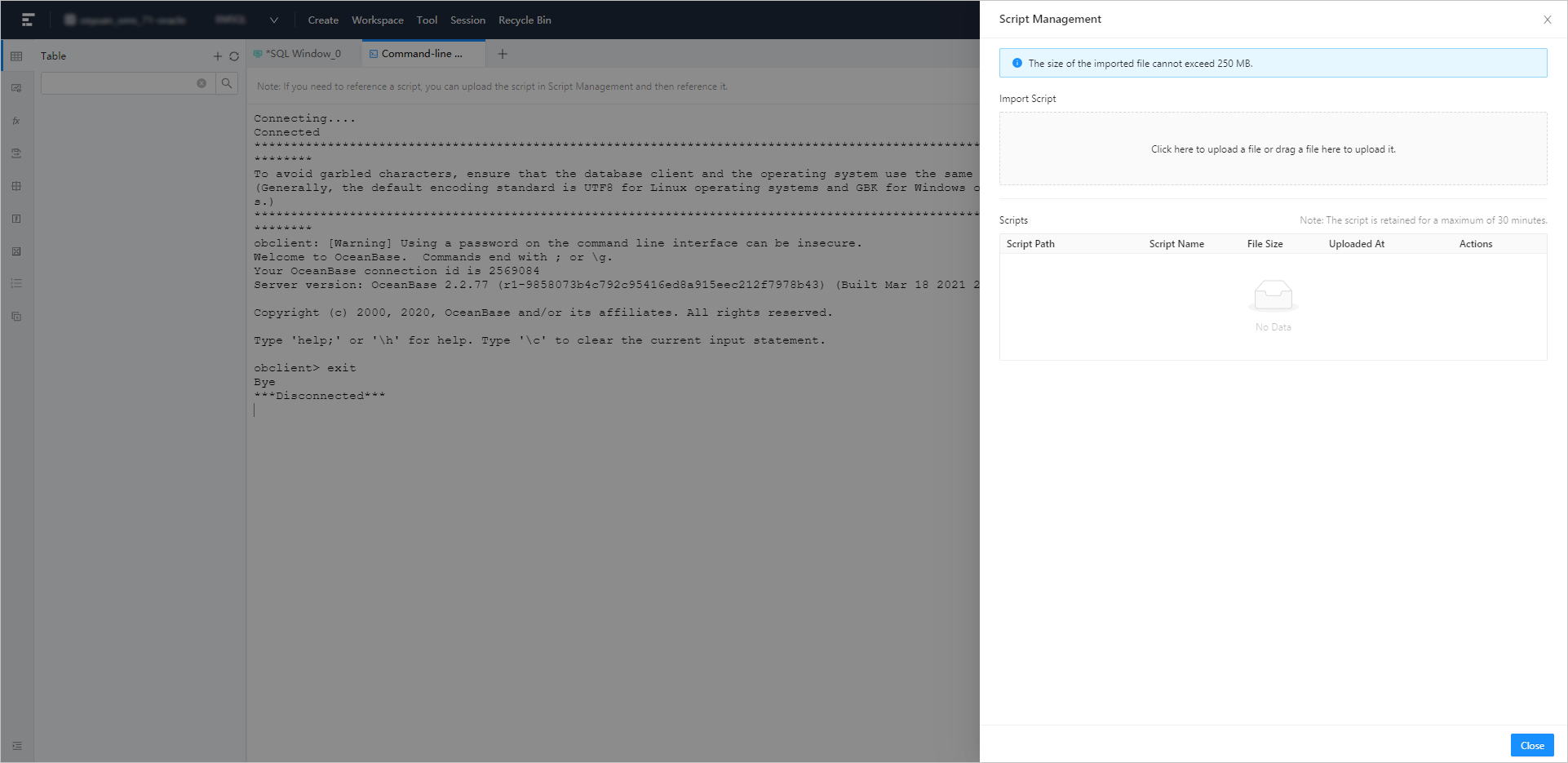 Command-line window -OceanBase Developer Center-OceanBase Documentation